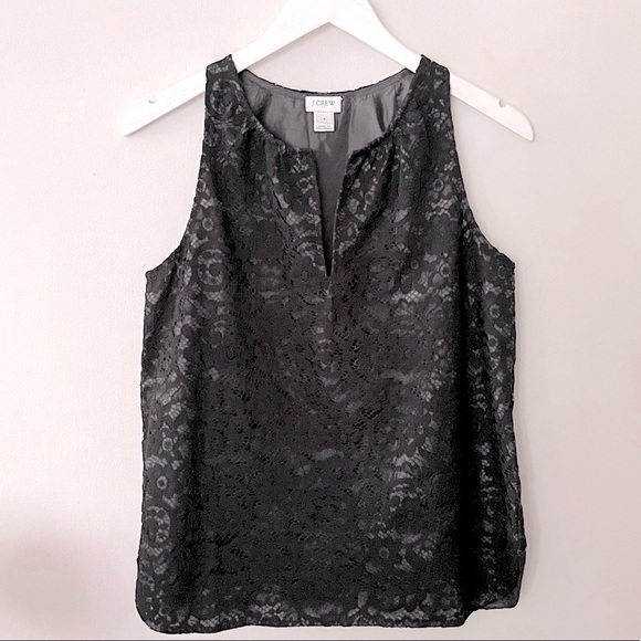 J. Crew Factory | Tops | J Crew Lace Overlay Shell Top Black | Poshmark